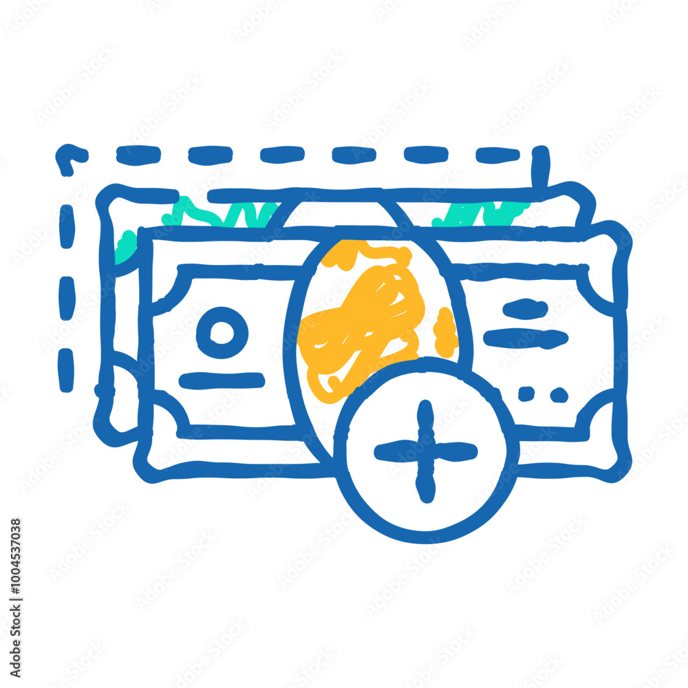 debit on bank account doodle icon sketch vector. debit on bank account ...