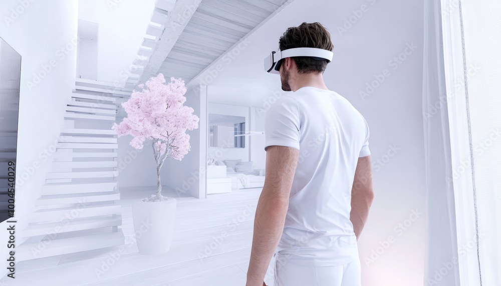 A VR user walks through a spacious modern home, observing how the ...