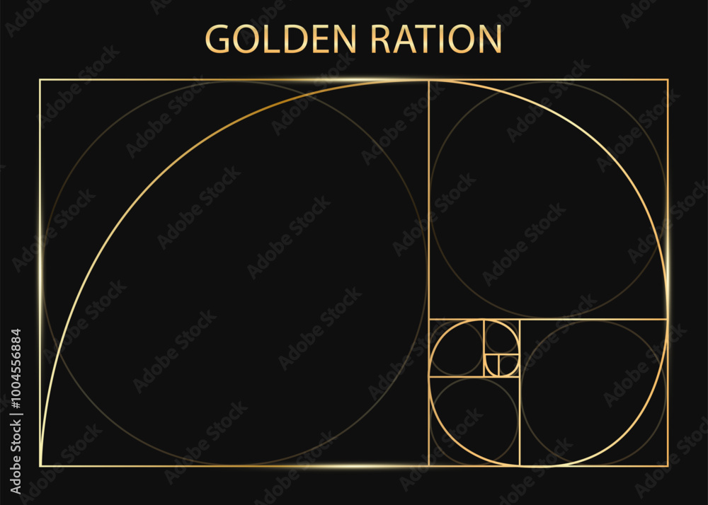 Vector de Stock Golden Ratio Fibonacci set. A spiral for harmony, composition, logos and designs ...