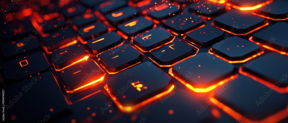 Background gaming abstract neon glowing keyboard keys black carbon ...