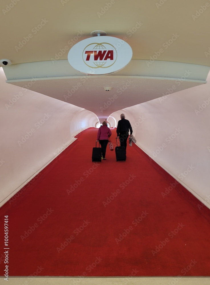 Interior of the old TWA Terminal (Now TWA Hotel) at John F. Kennedy ...