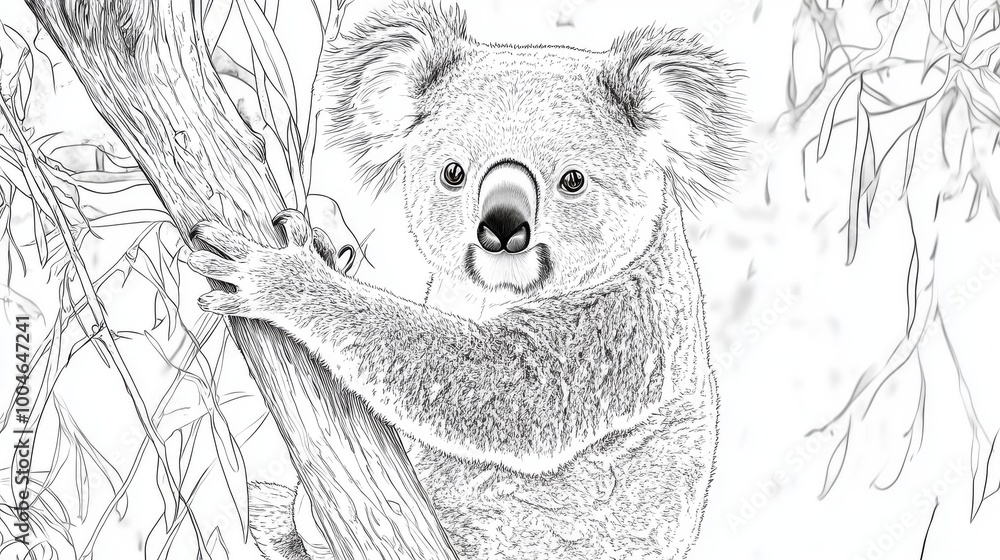 Fun koala coloring pages for kids! Trace the outline of a koala and ...