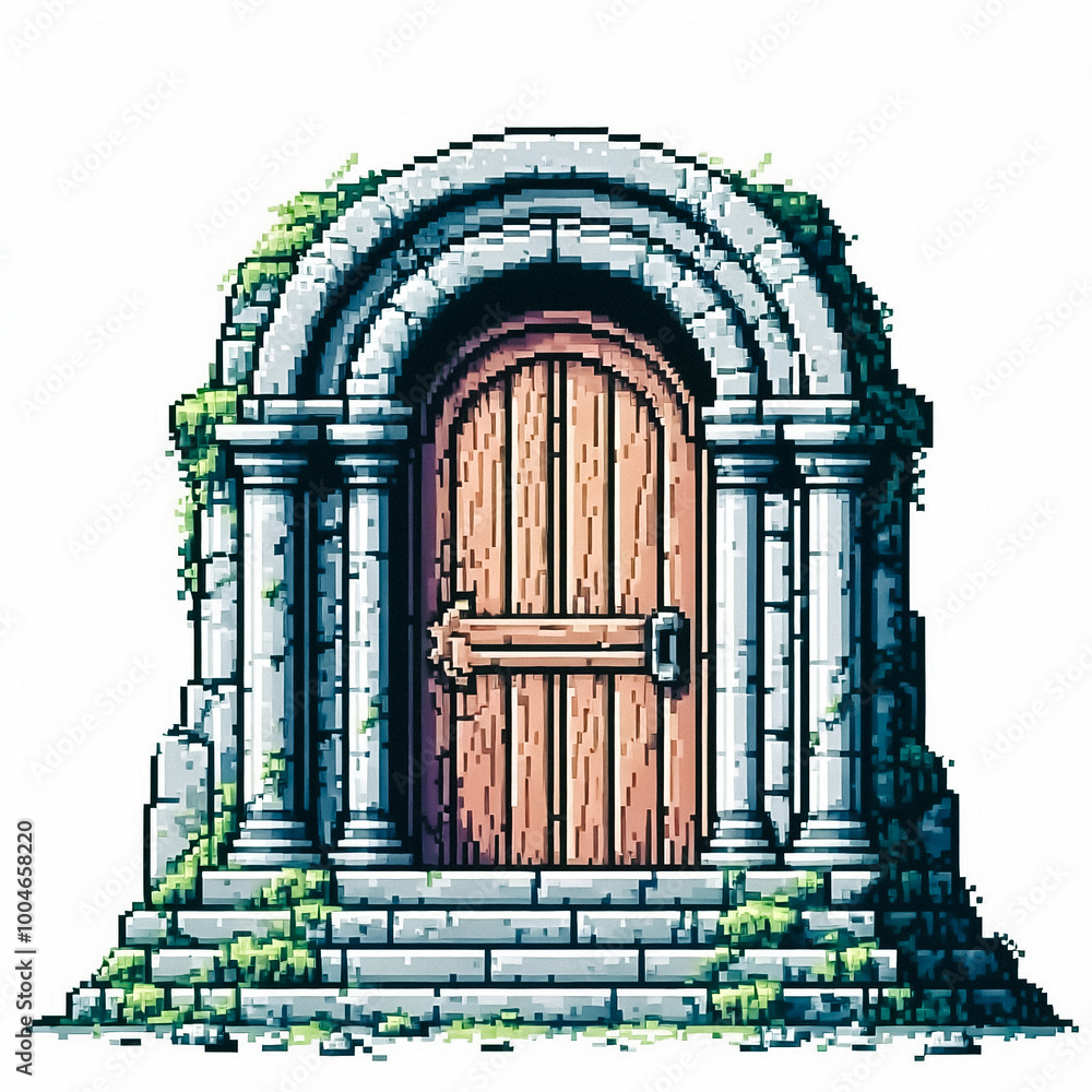 8bit pixel art style illustration of a door Stock Illustration | Adobe ...