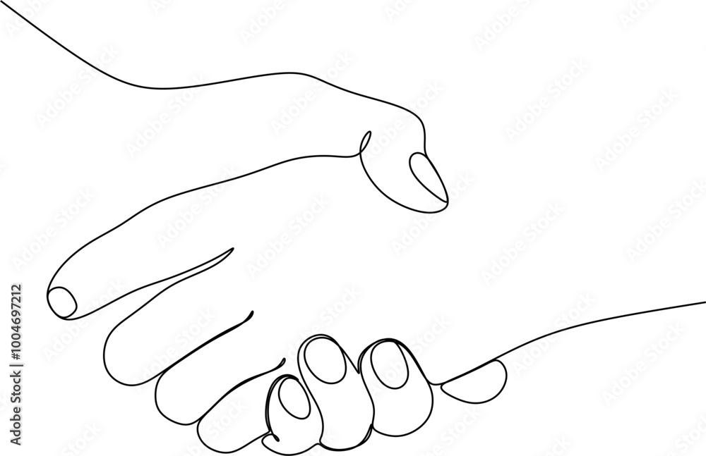 Two people agree and shake hands one contiguous line vector ...