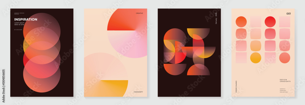 Collection of 70s color gradient poster background vector. Set of retro ...