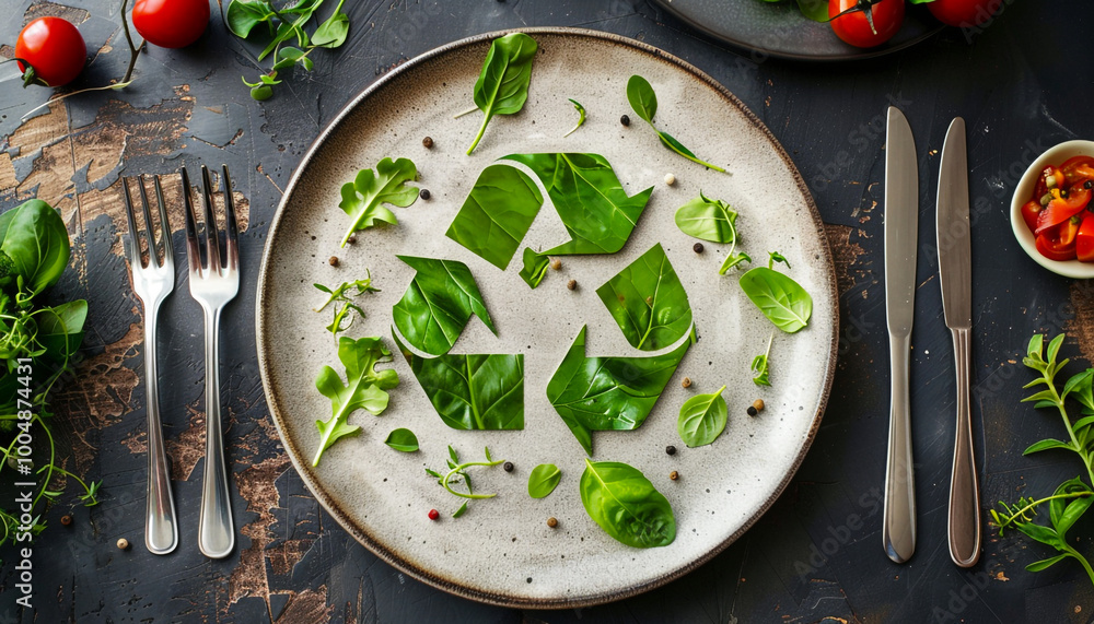 recycling-symbol-restaurant-menu-white-background Stock Photo | Adobe Stock