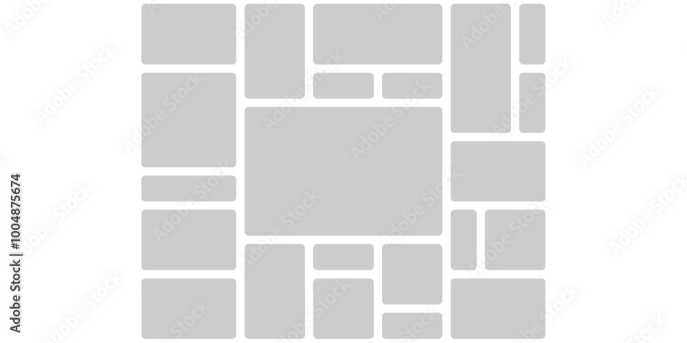 Mosaic montage grid template. Visual brick wireframe of geometric ...