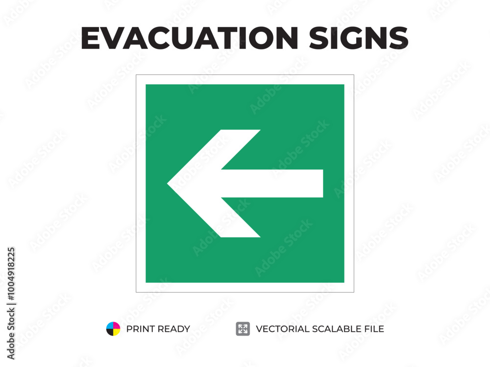 Emergency exit sign. Directional arrow sign. Left. Universal symbol for ...