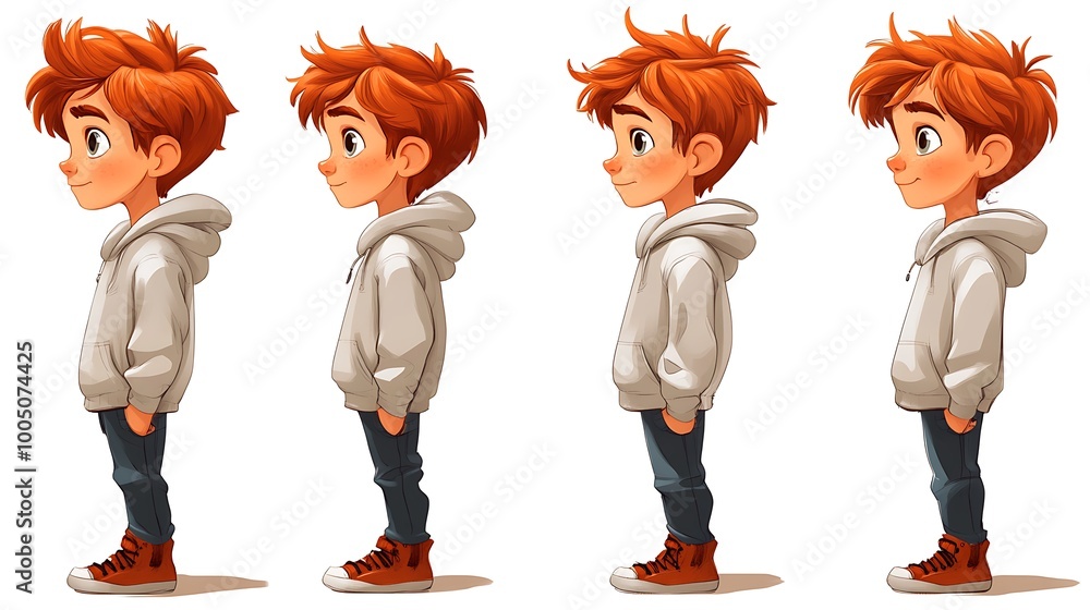 Cartoon Boy Character Sprite Sheet with 4 Different Animation Poses ...