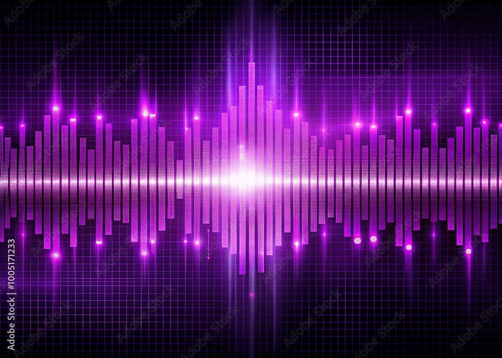 Dynamic audio visualization showcases vibrant purple equalizer ...
