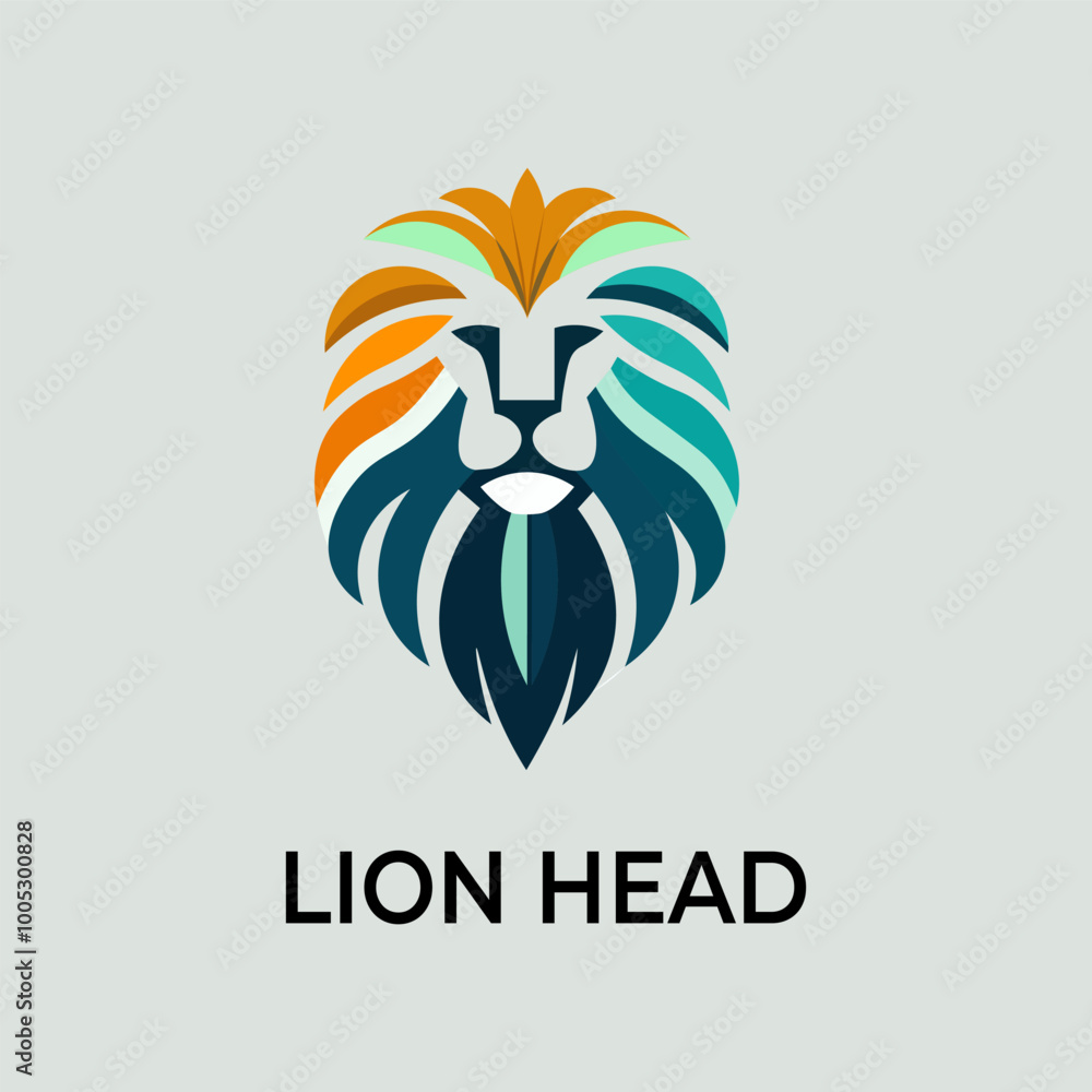 Unique, minimalist, simple colored lion or lion head logo illustration ...