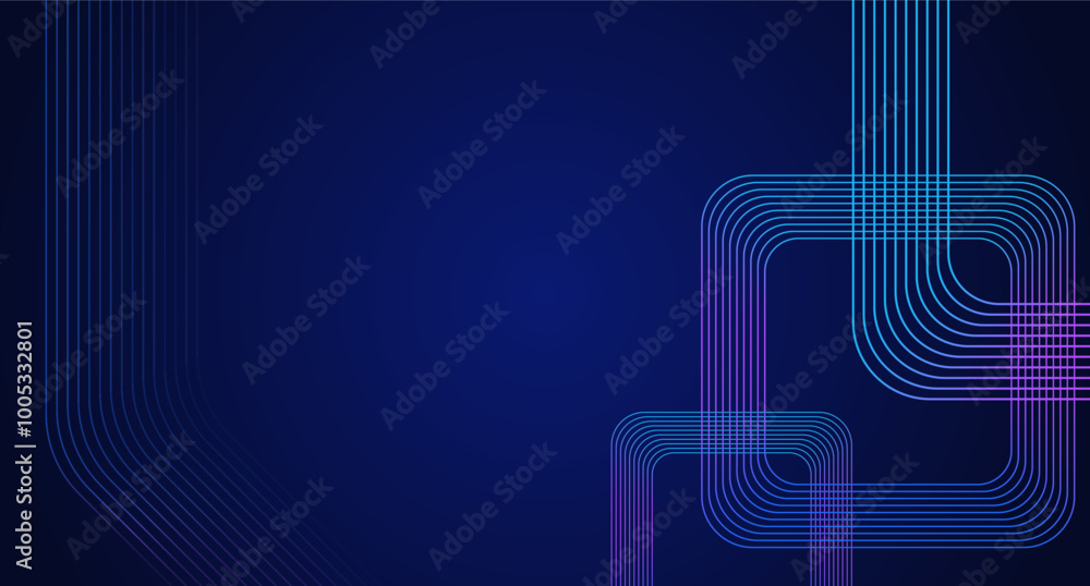 Abstract rectangle lines on dark blue background, modern geometric ...