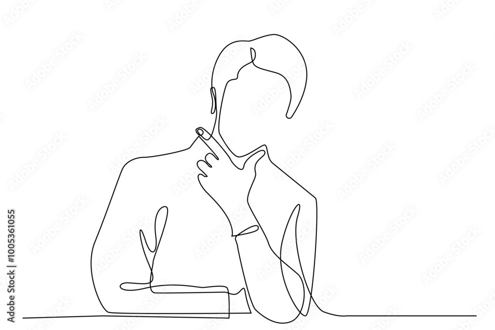 vector continuous line of people with cool expression.man putting hand ...