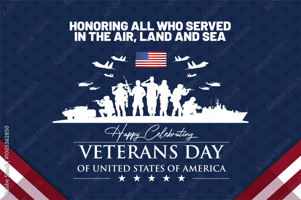Happy Veterans Day 2024 Design Concept. Veterans Including US Army, US ...