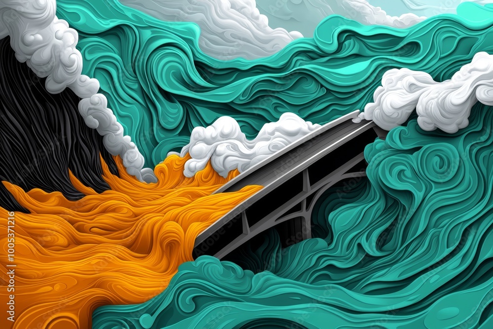 Geometric Representation Of Flash Flooding Using Clean Lines To Depict Rising Water Levels And