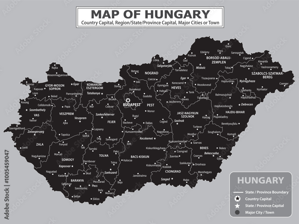 European Country Geography Political map. Political map of country with ...