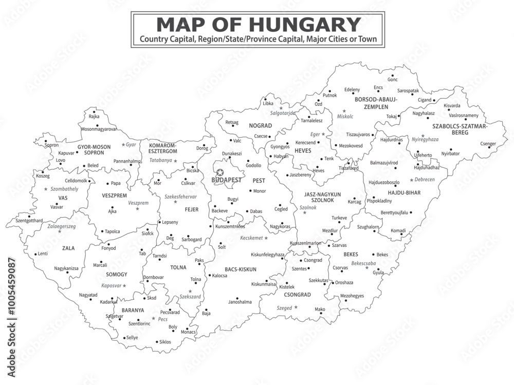 European Country Geography Political map. Political map of country with ...