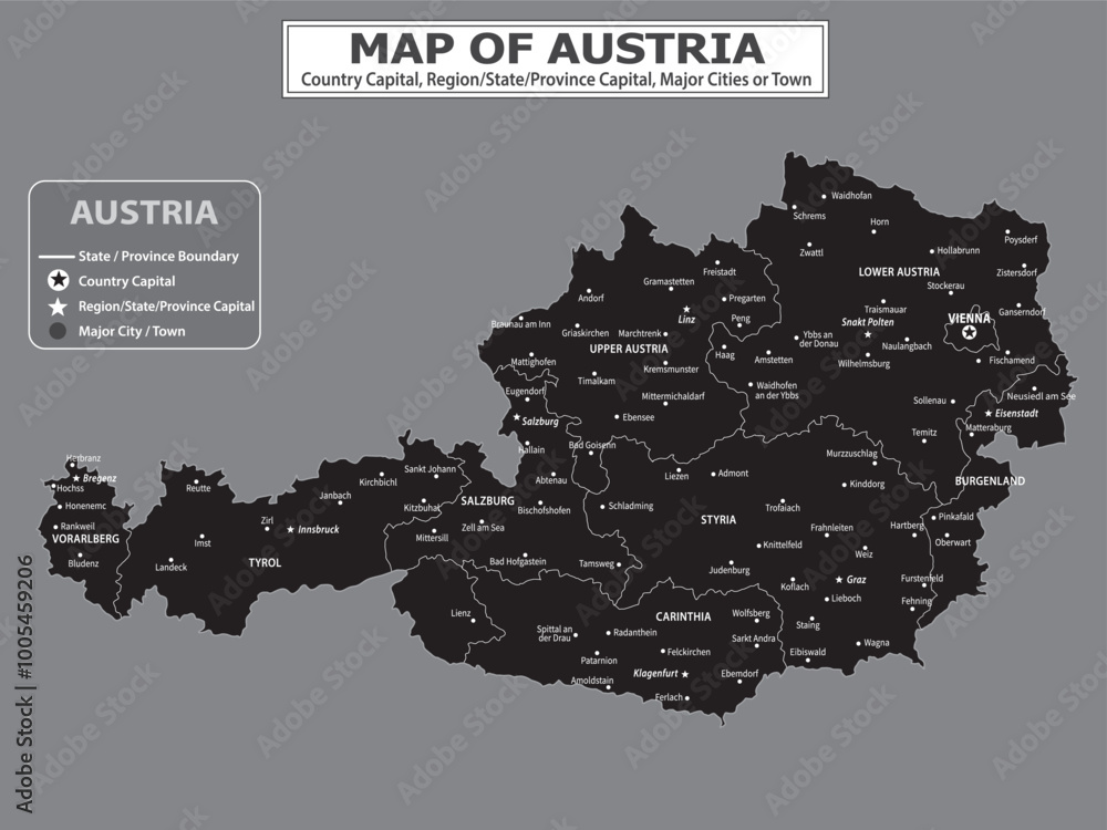European Country Geography Political map. Political map of country with ...