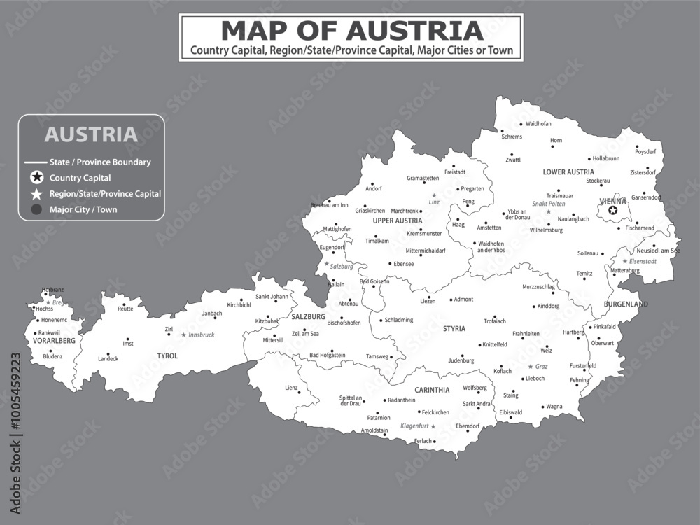 European Country Geography Political map. Political map of country with ...