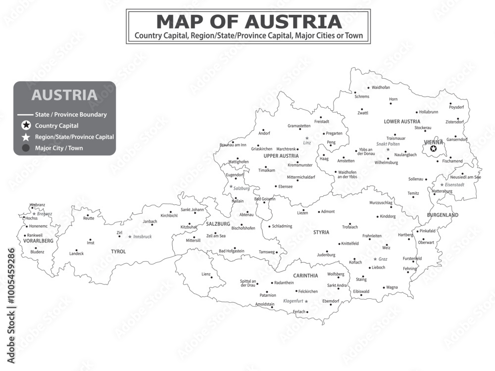 European Country Geography Political map. Political map of country with ...