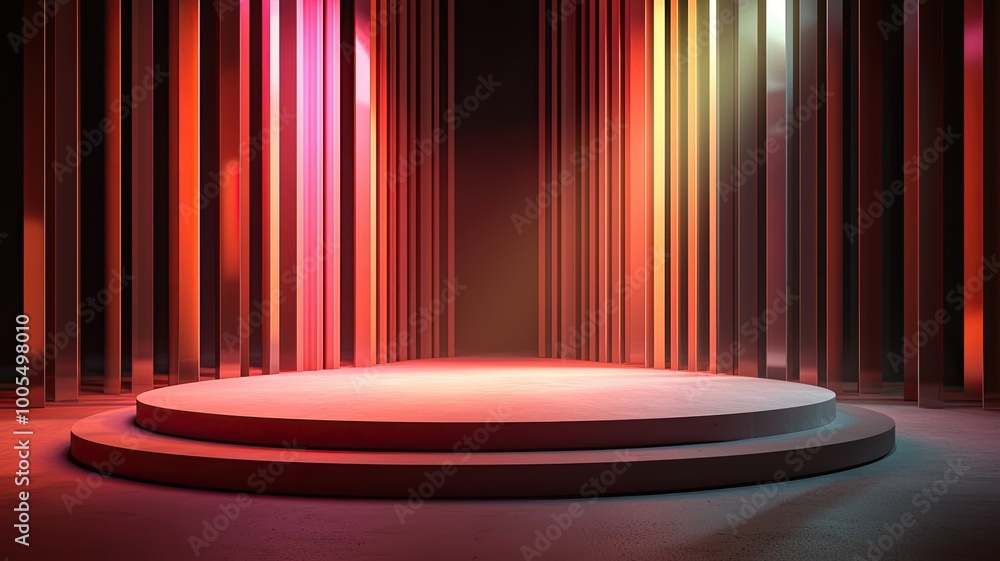 Vibrant stage setup with illuminated backdrop, perfect for performances ...