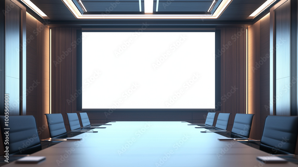 mockup projector screen Presentation conference room office interior ...