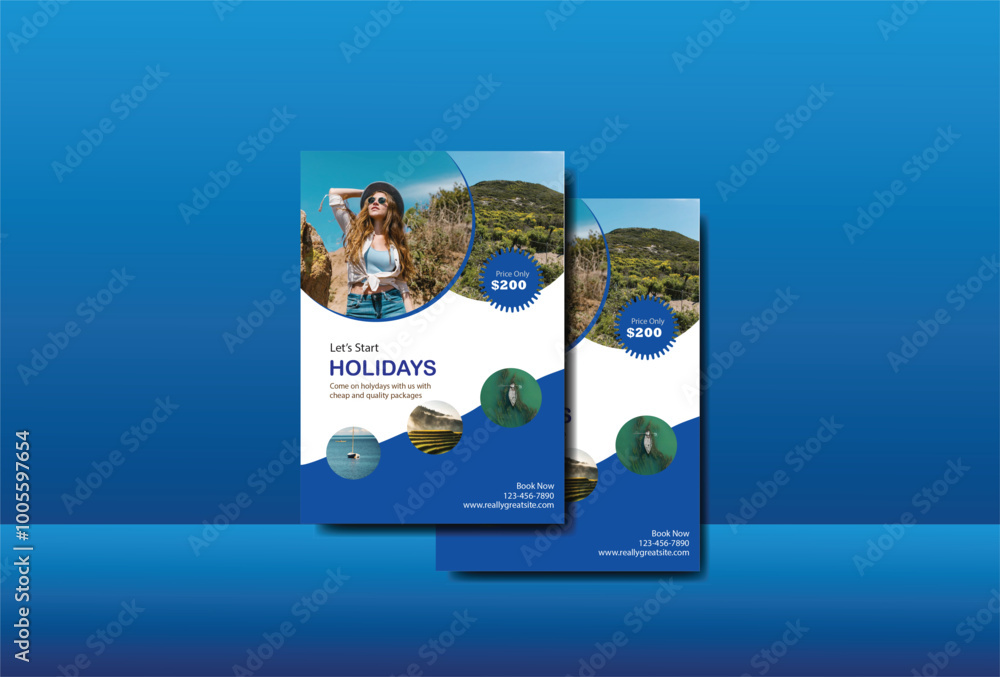 Travel poster or flyer pamphlet brochure design layout space for photo ...