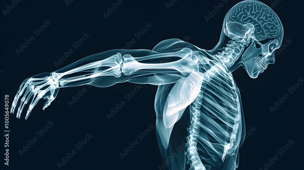 Ilustração Highly detailed and intricate X ray image showcasing the ...