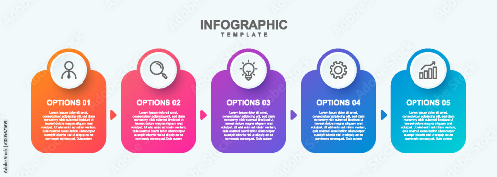 Five Step Infographic design element template for presentation. info ...