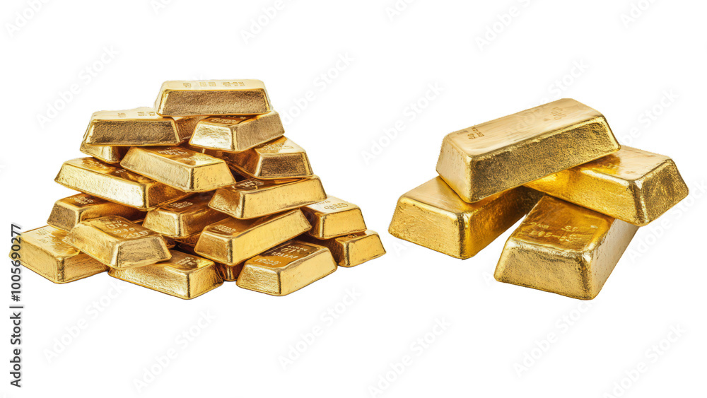 Pile of solid gold bar isolated on transparent background Stock Photo ...
