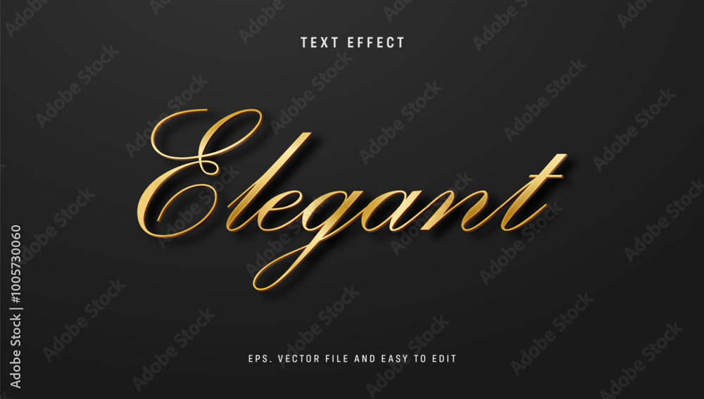 Elegant gold script text effect, editable font style Stock Vector ...