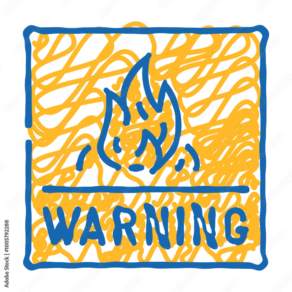 warning fire doodle icon sketch vector. warning fire sign. isolated ...