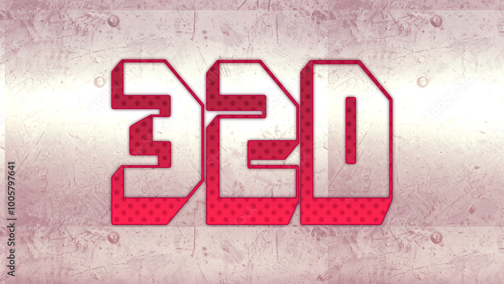 Cute 3d bold outline pink number design of 320 on white background ...