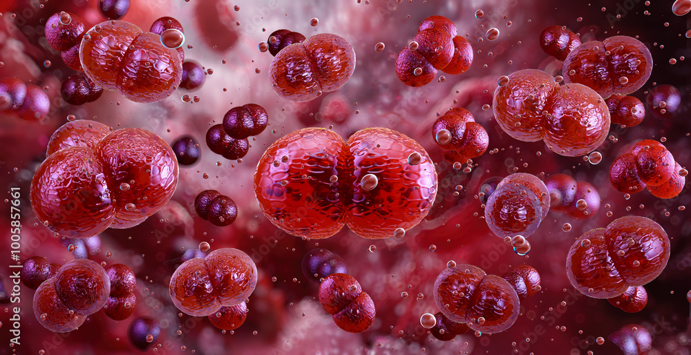 Moraxella bacteria diplococcus shape. 3D medical scientific ...