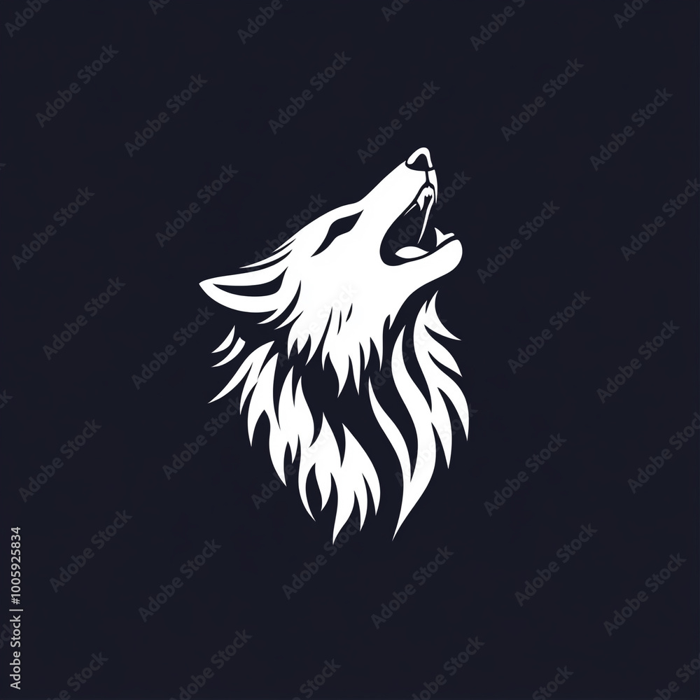 Wolf silhouette logo icon Howling predator sign Wild canine animal ...