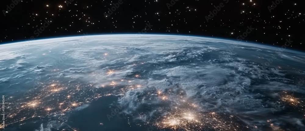 "Stunning view of the Earth from space, showcasing a rotating ...