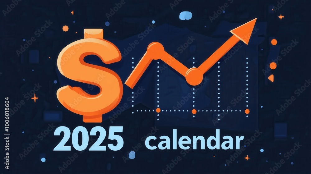 Stock-Illustration „2025 calendar with dollar symbol and upward graph ...