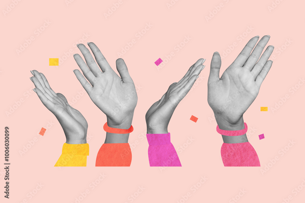 Composite trend artwork 3D sketch image photo collage of many crowd ...