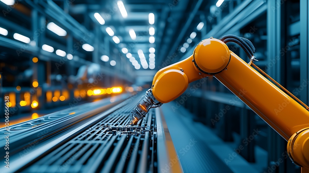 High-Tech Recycling Facility with AI and robots sorting and processing waste Stock Illustration ...