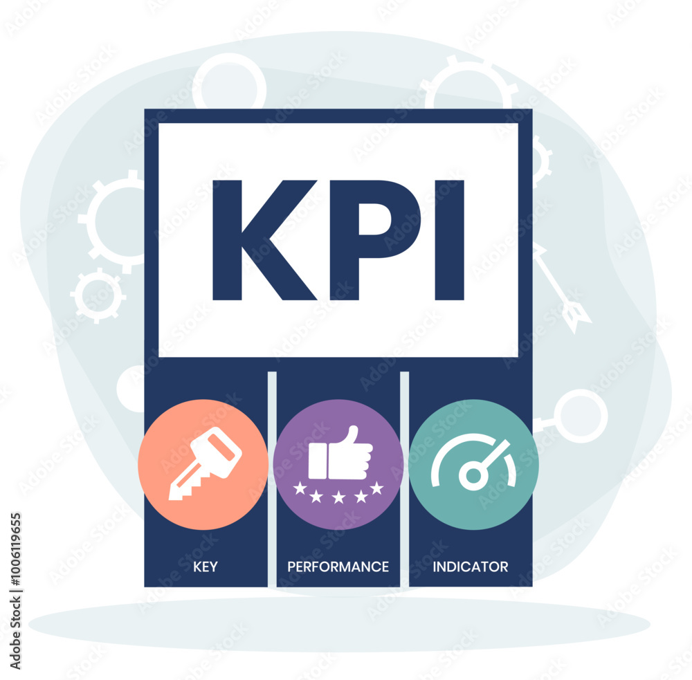 KPI - Key Performance Indicator acronym. lettering illustration with icons for web banner, flyer ...