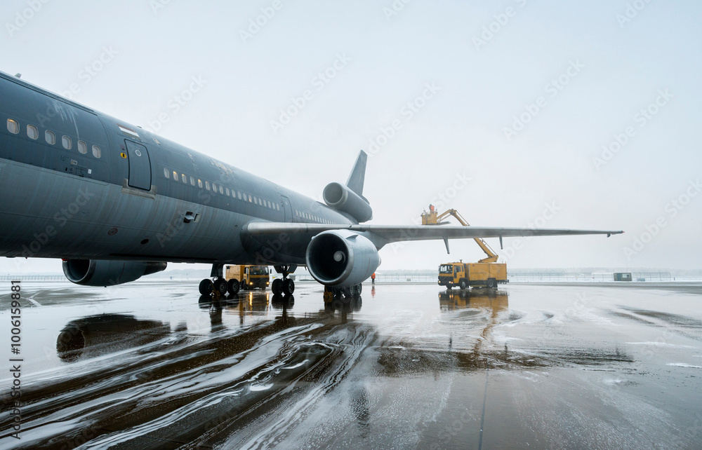 Military tanker and transport plane to refuel military fighter planes ...