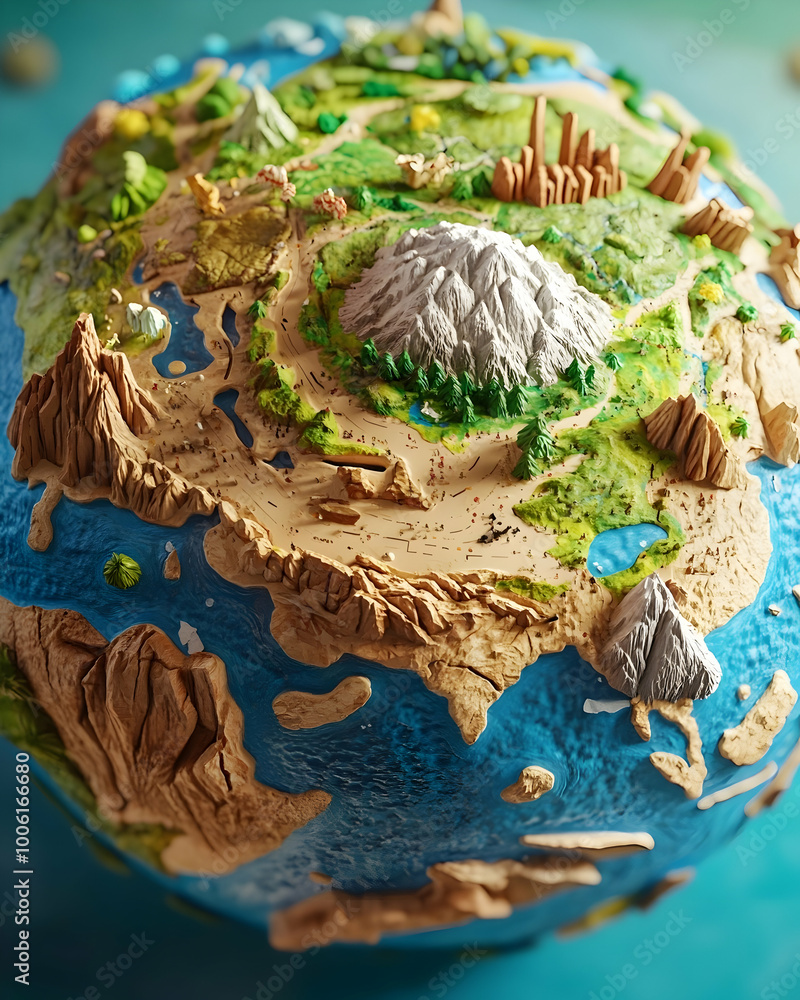 An educational 3D globe map highlighting different continents and their ...