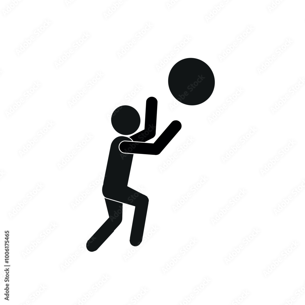 stick man running, catching a ball with his hands, sports, healthy ...