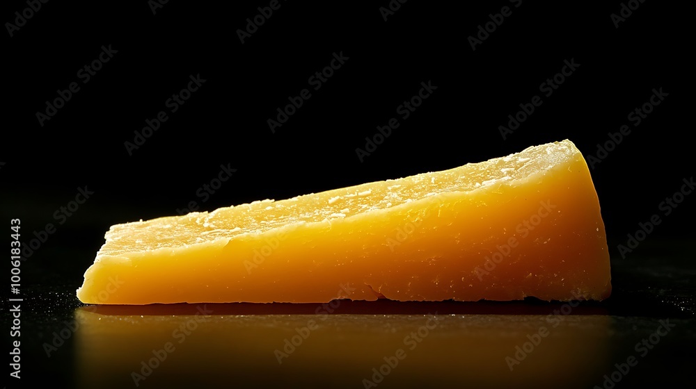 Minimalistic photograph of a shard of Manchego cheese, softly ...