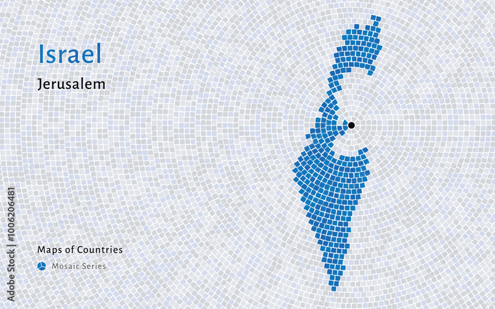 Israel and Palestine Map with a capital of Jerusalem Shown in a Mosaic ...