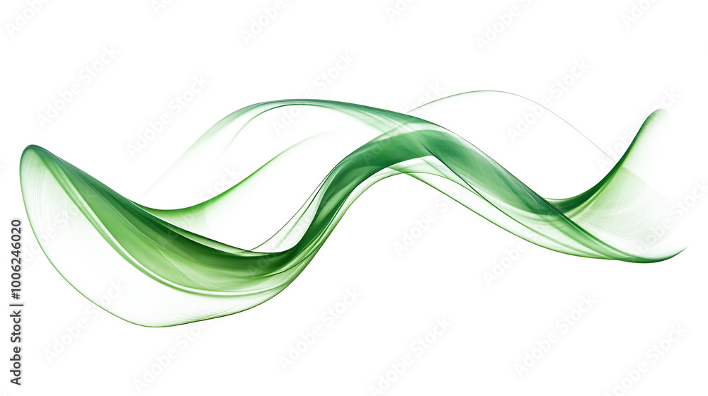 Abstract green curve isolated on white and transparent background Stock ...
