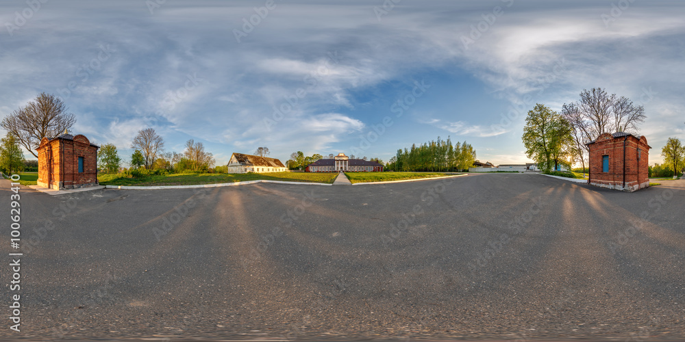 seamless spherical 360 hdri panorama near red brick gate of old ...