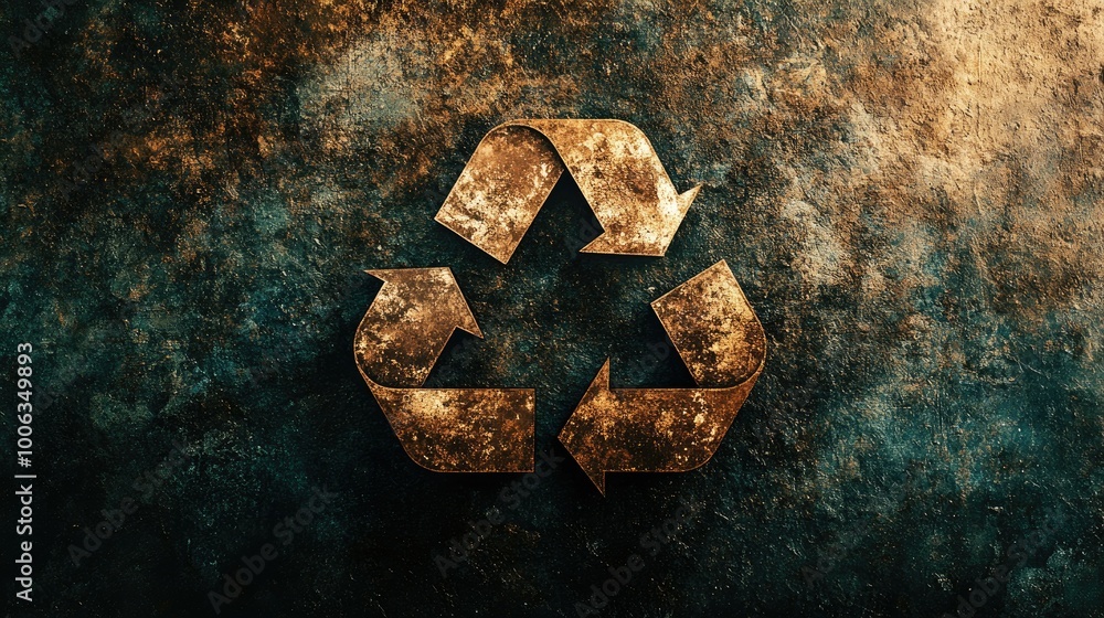 Recycle symbol with a textured, grainy effect, resembling recycled ...