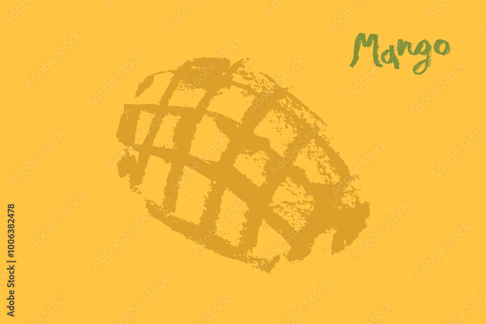 Color mango symbol. Charcoal drawing. Organic Mango sign. Tropical ...