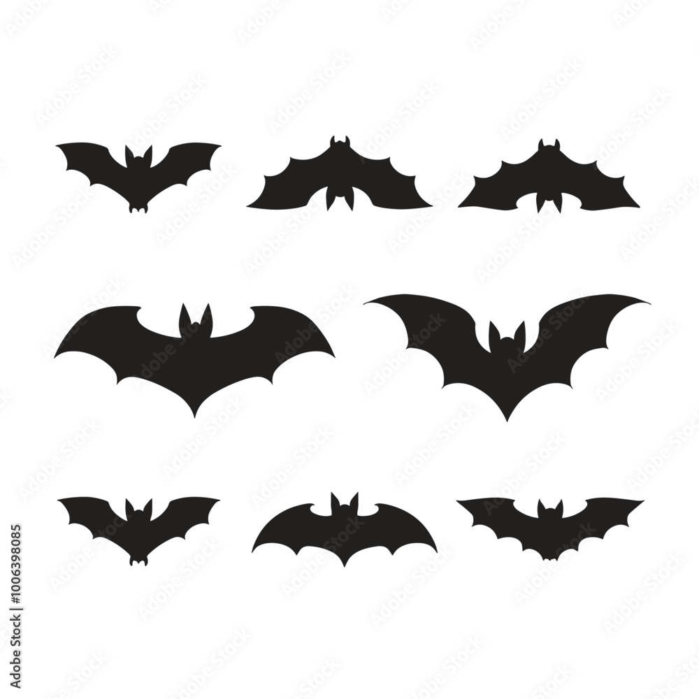 Silhouettes of various bat species showcasing different wing spans and ...